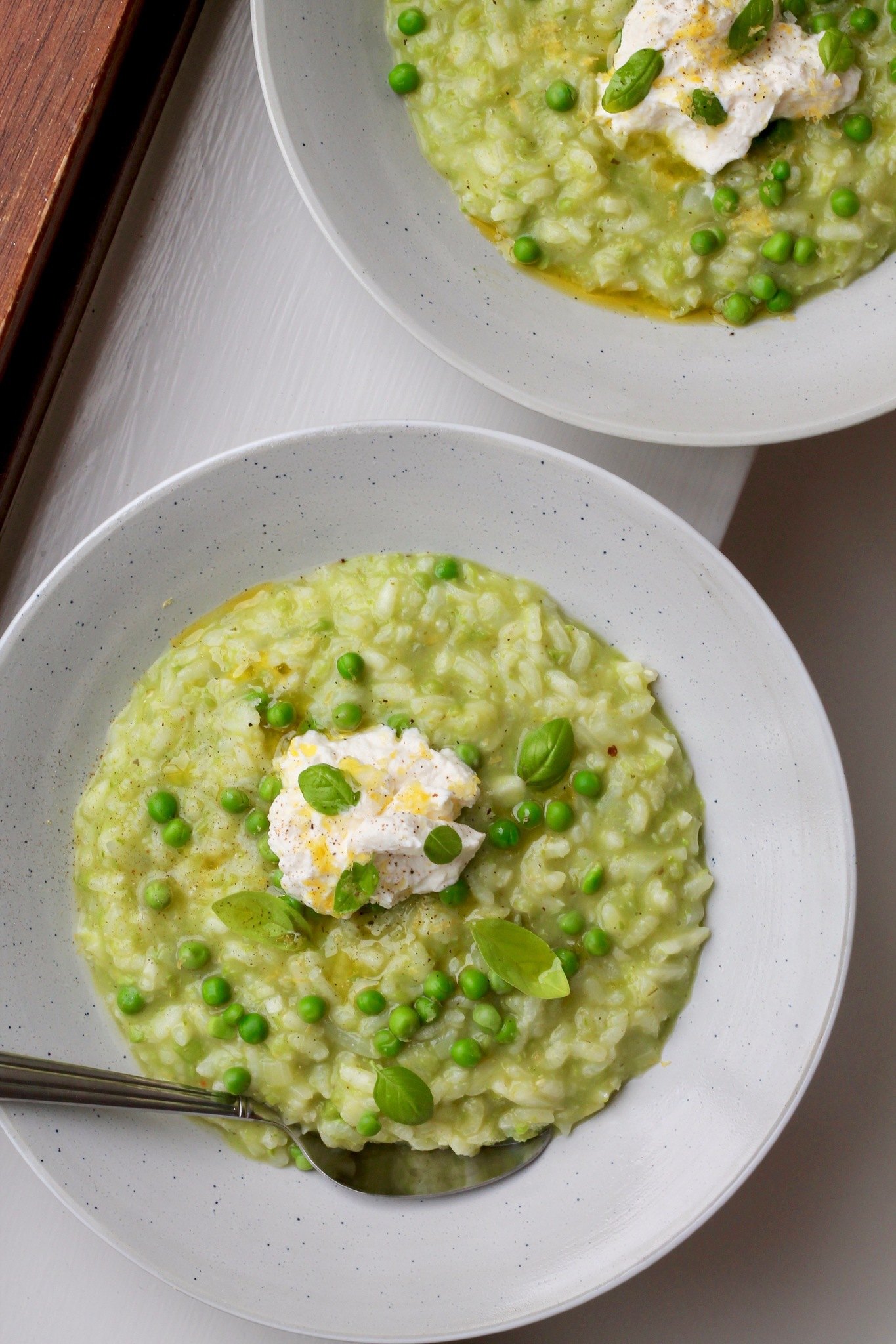 Risotto med ærter: Ærterisotto med ricotta og citron